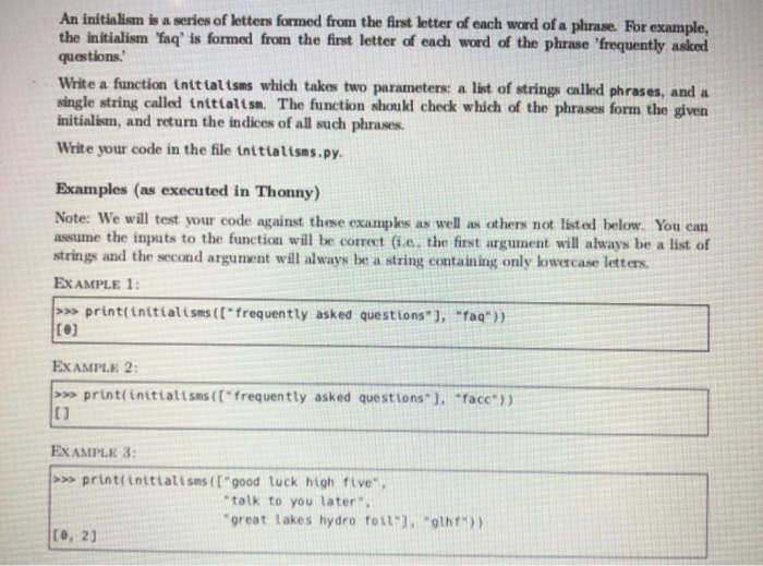Solved An initialism is a series of letters formed from the | Chegg.com