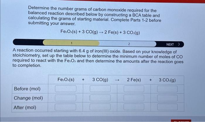 Solved Determine the number grams of carbon monoxide | Chegg.com