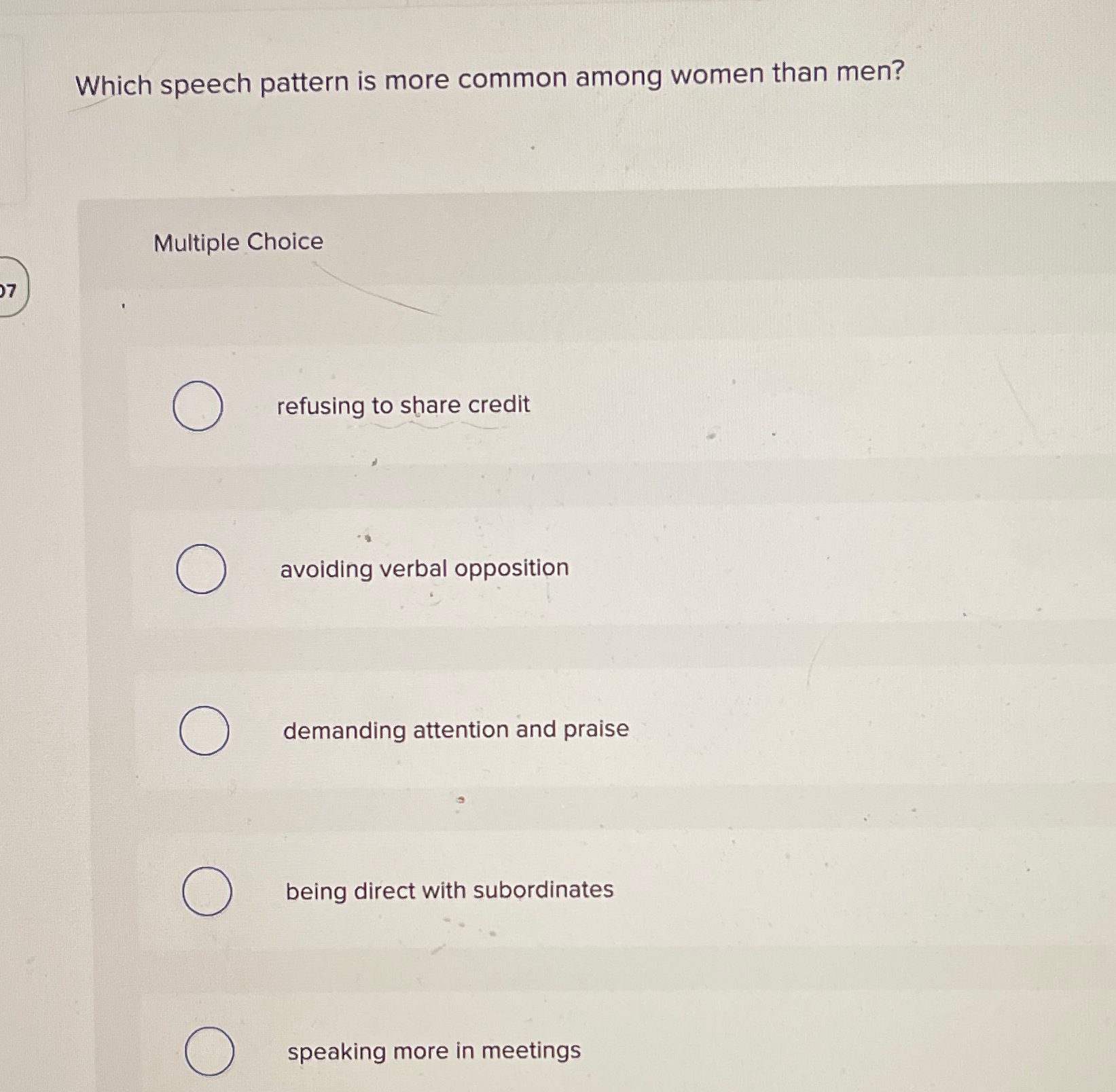 Solved Which speech pattern is more common among women than | Chegg.com