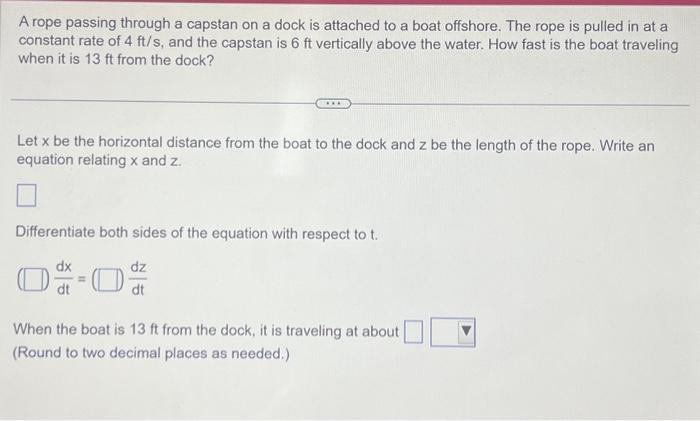 Solved A rope passing through a capstan on a dock is | Chegg.com