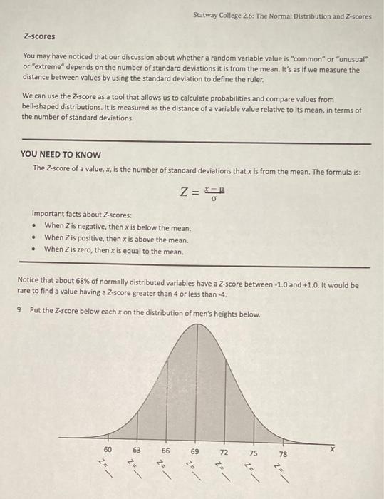 Solved Statway College 2.6: The Normal Distribution and | Chegg.com
