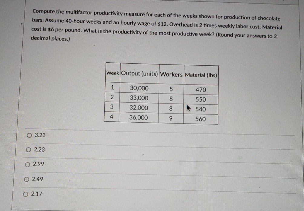 Solved Compute the multifactor productivity measure for each | Chegg.com