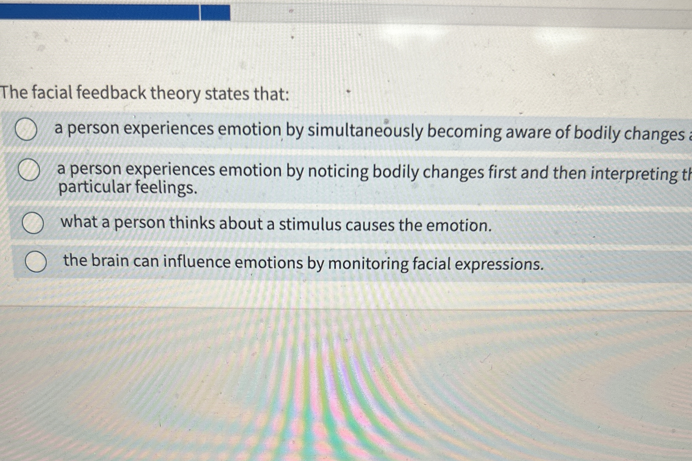 Solved The facial feedback theory states that:a person | Chegg.com