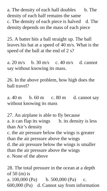 Solved 1. A student's mass is 60 kg. What is her weight? a. | Chegg.com