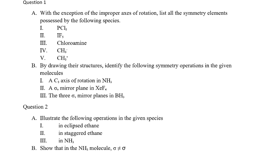 Solved Question 1A. ﻿With the exception of ﻿the improper | Chegg.com