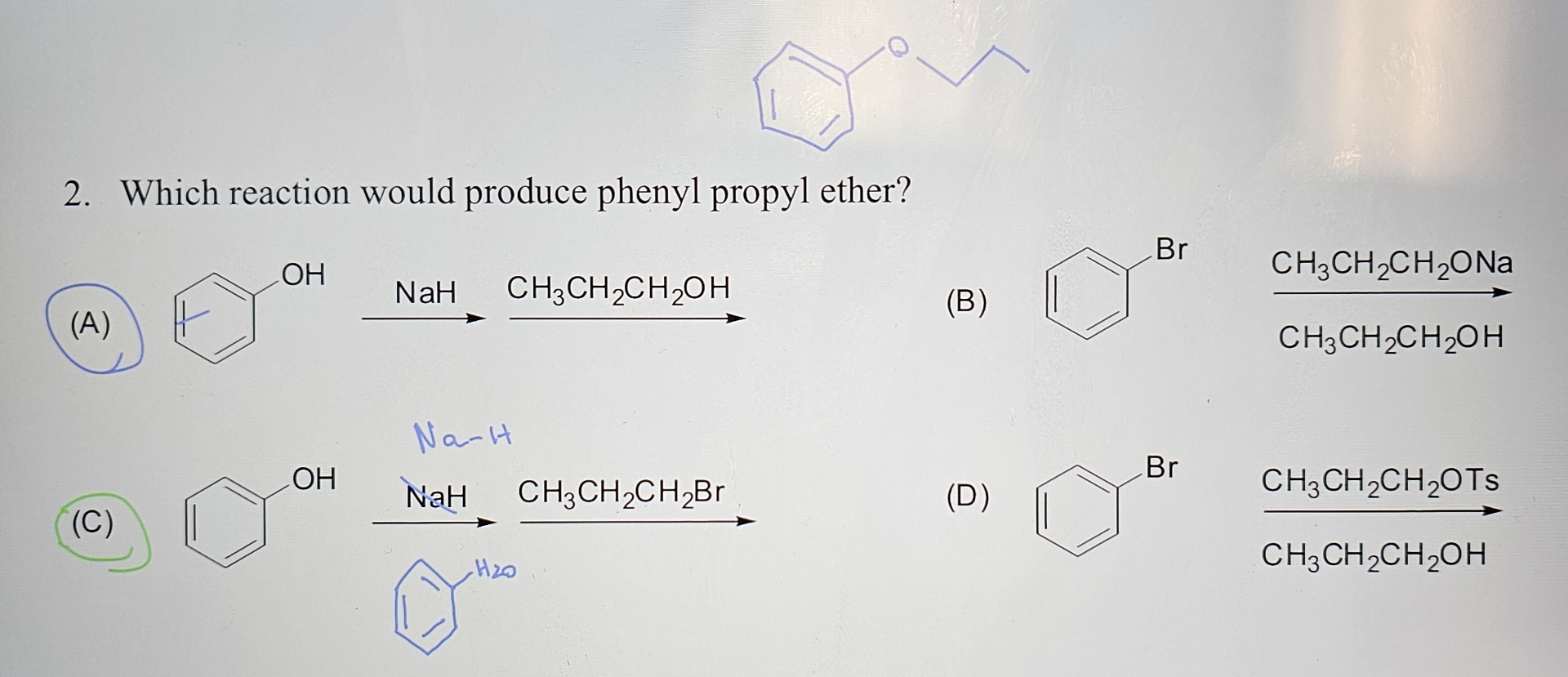 Solved Which reaction would produce phenyl propyl | Chegg.com