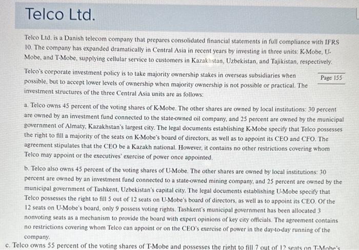 Solved Telco Ltd. is a Danish telecom company that prepares | Chegg.com