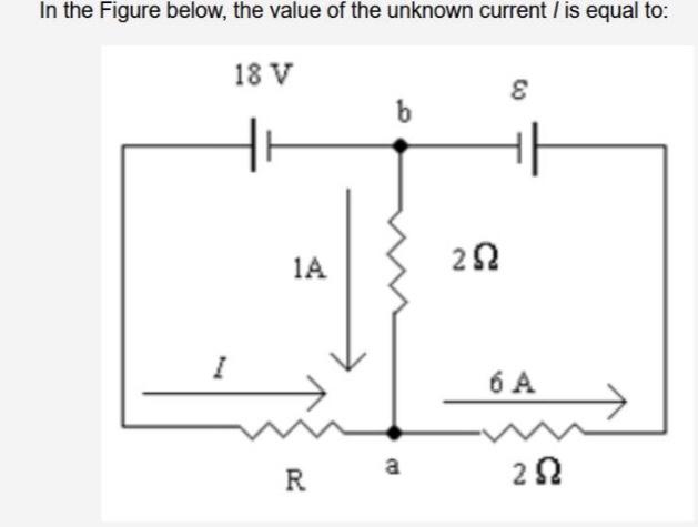 Solved In the Figure below, the value of the unknown current | Chegg.com