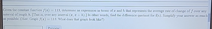 Solved Given the constant function f(x)=113, ﻿determine an | Chegg.com