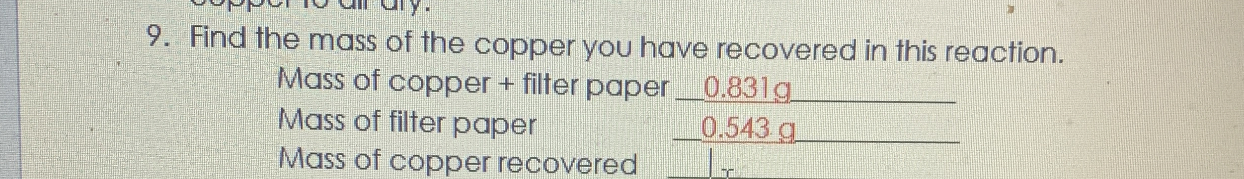 Find the mass of the copper you have recovered in | Chegg.com