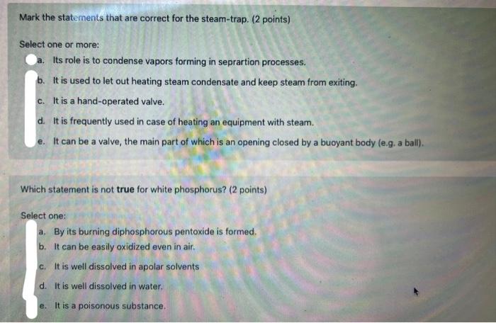 Solved Mark the statements that are correct for the | Chegg.com