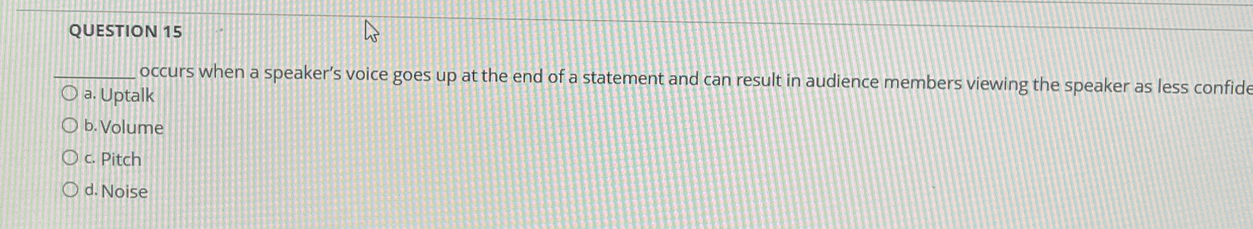 Solved QUESTION 15 q,occurs when a speaker's voice goes up | Chegg.com