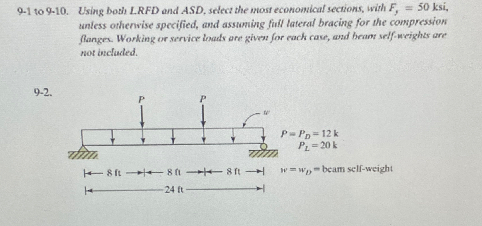 Solved 9-1 ﻿to 9-10. ﻿Using both LRFD and ASD, select the | Chegg.com