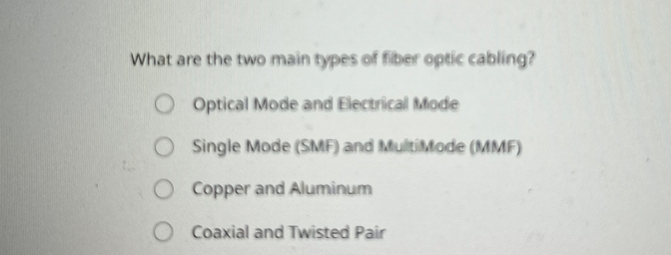 What are the two main types of riber optic | Chegg.com
