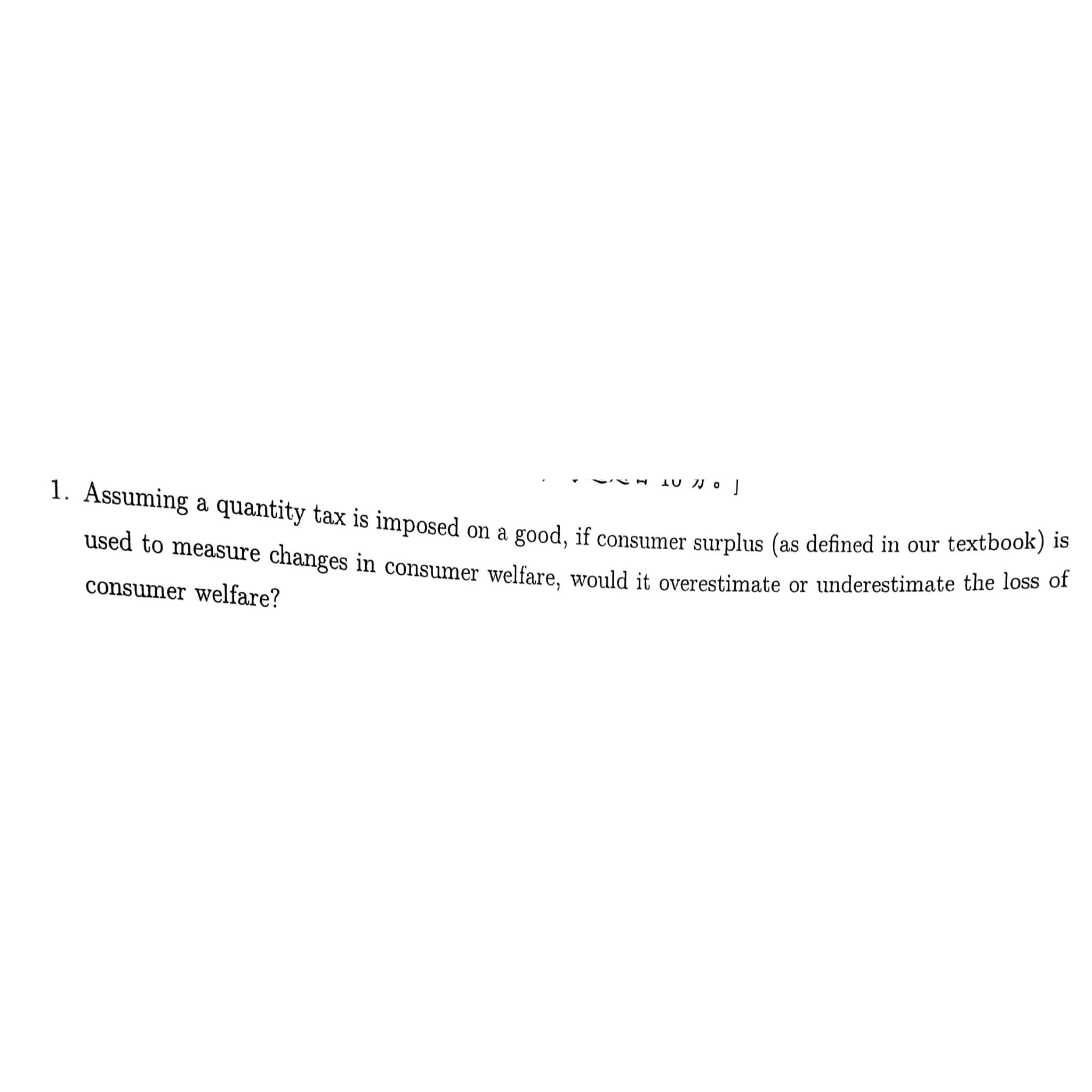 Solved Assuming a quantity tax is imposed on a good, if | Chegg.com