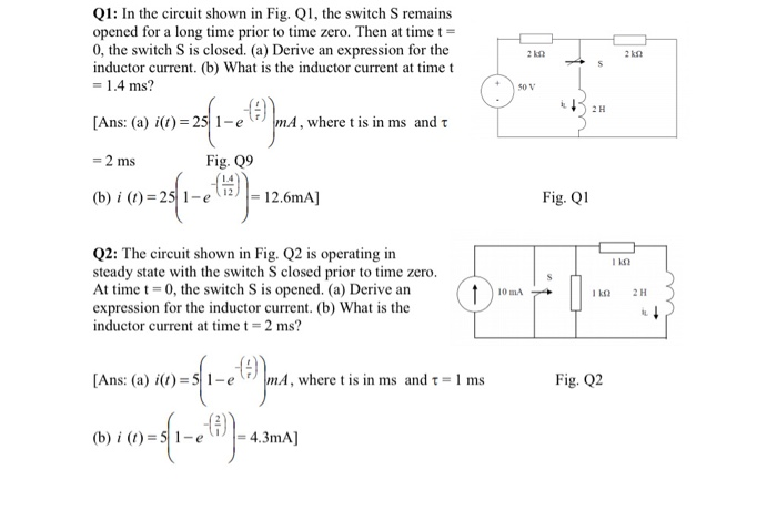 Solved Q1: In the circuit shown in Fig. Q1, the switch S | Chegg.com