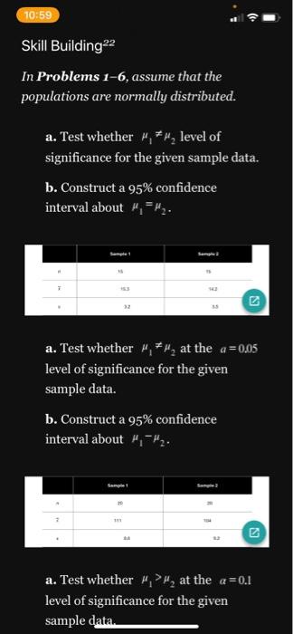 Solved In Problems 1-6, assume that the populations are | Chegg.com