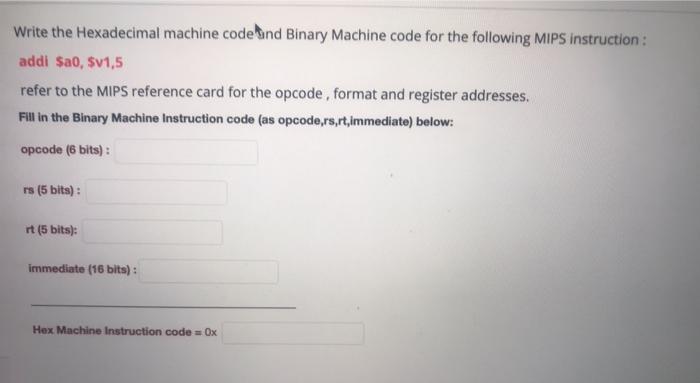 Solved Write the Hexadecimal machine code Ind Binary Machine | Chegg.com Solved Write the Hexadecimal machine code Ind Binary Machine | Chegg.com