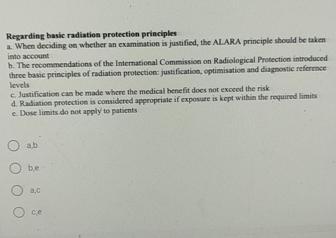 Solved Regarding basic radiation protection principles a. | Chegg.com