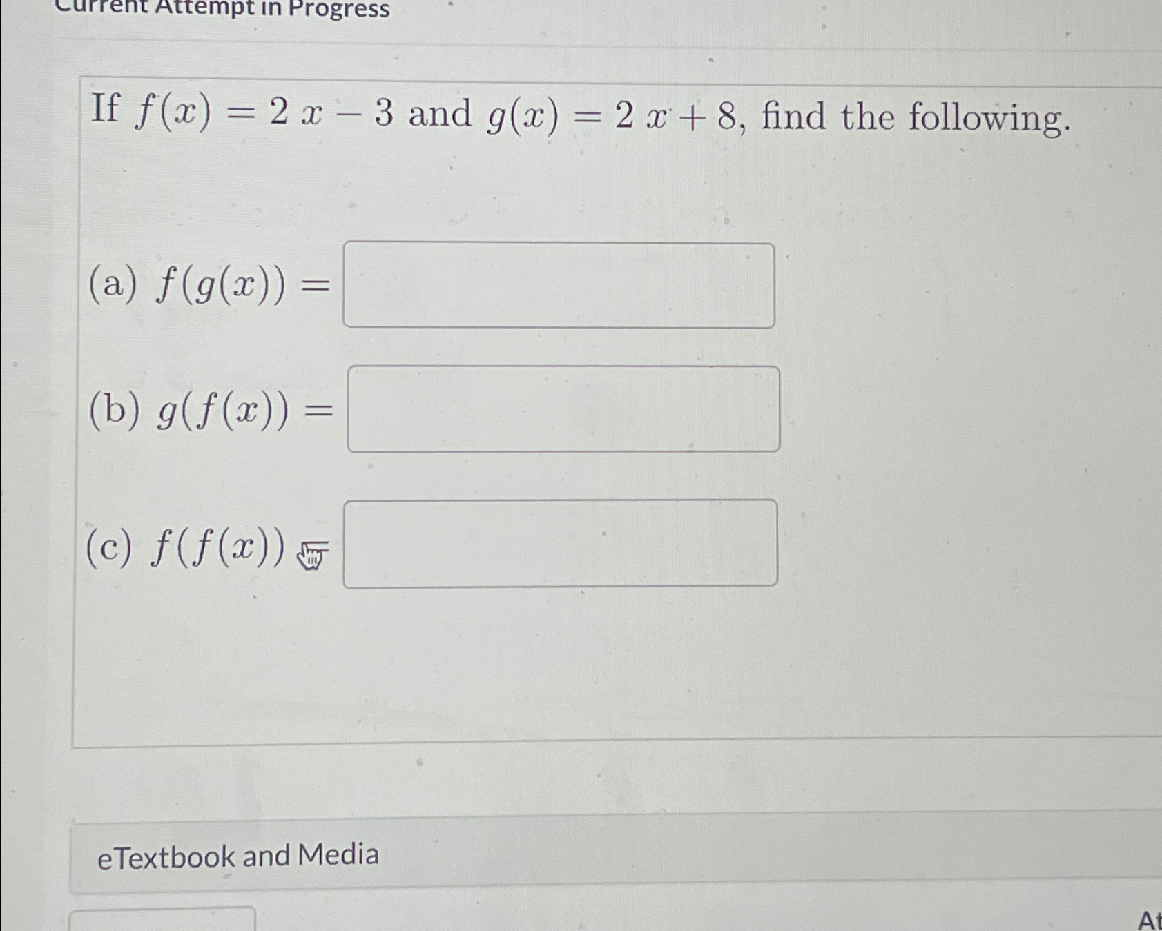 Solved If f(x)=2x-3 ﻿and g(x)=2x+8, ﻿find the | Chegg.com