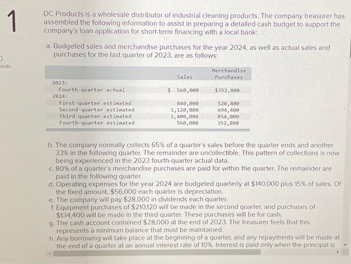 Solved DC Products is a wholesale distributor of industrial | Chegg.com