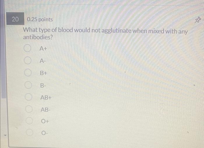 Solved What type of blood would show agglutination reactions | Chegg.com