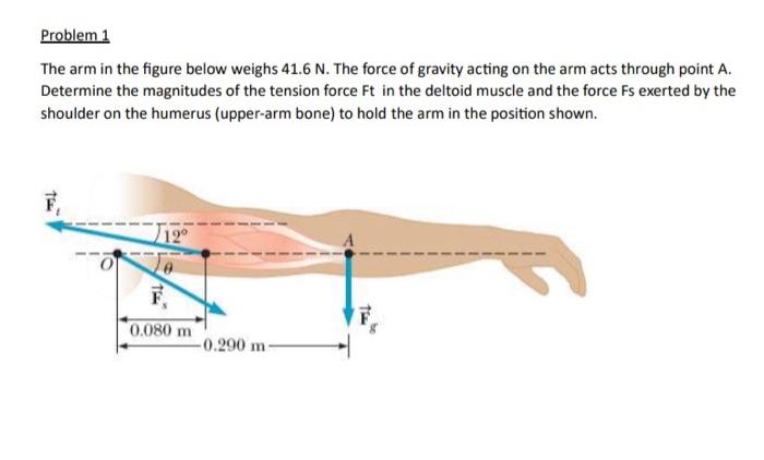 Solved Problem 1 The arm in the figure below weighs 41.6 N. | Chegg.com
