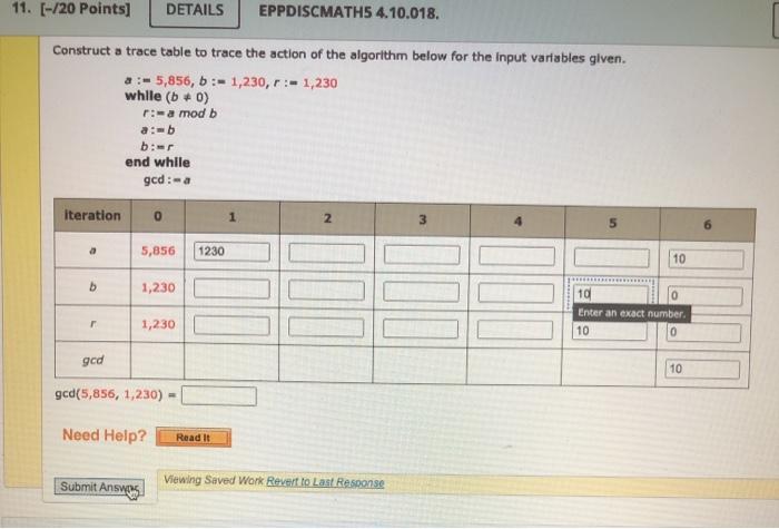 Solved 11. [-/20 Points) DETAILS EPPDISCMATH5 4.10.018. | Chegg.com Solved 11. [-/20 Points) DETAILS EPPDISCMATH5 4.10.018. | Chegg.com