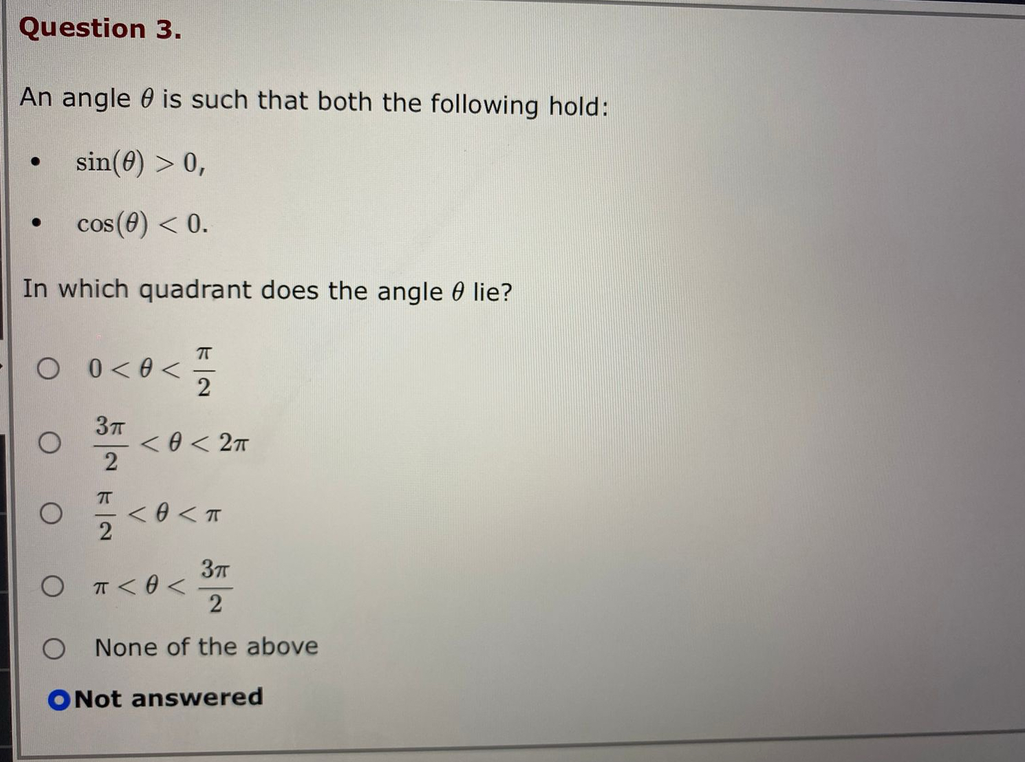 Question 3.An angle θ ﻿is such that both the | Chegg.com
