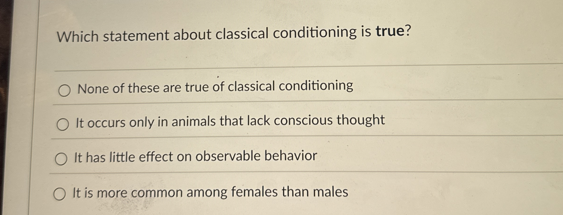 Solved Which statement about classical conditioning is | Chegg.com