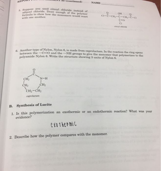 Solved NAME DATE SECTION REPORT FOR EXPERIMENT 33 RI | Chegg.com
