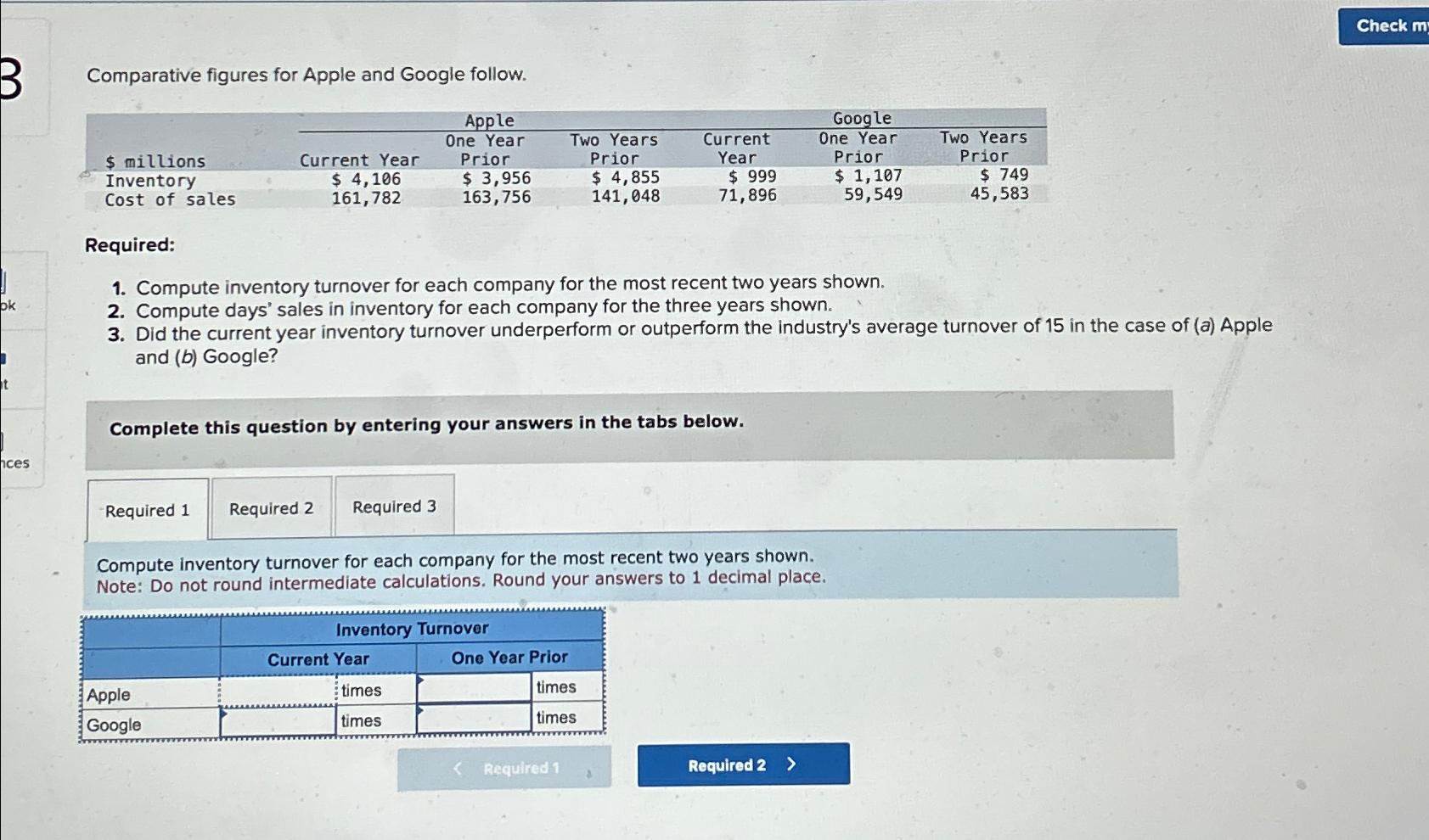 Solved Comparative figures for Apple and Google | Chegg.com