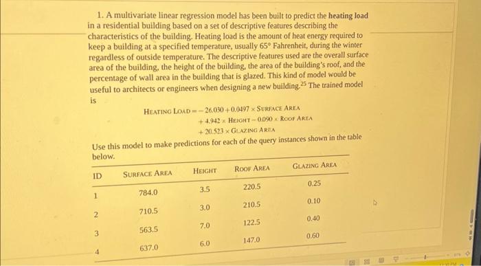 Solved 1. A multivariate linear regression model has been | Chegg.com