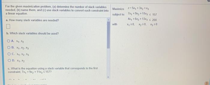 Solved For the given maximization problem, (a) determine the | Chegg.com