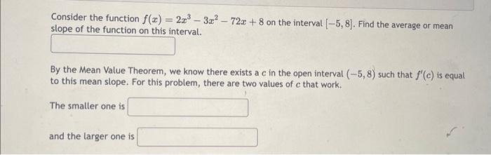 Solved Consider the function f(x)=2x3−3x2−72x+8 on the | Chegg.com