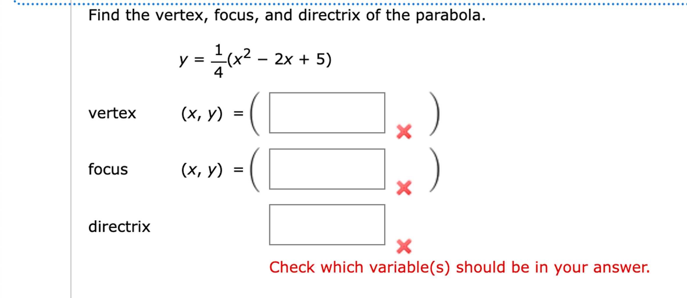 Solved Find the vertex, focus, and directrix of the | Chegg.com