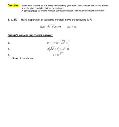 Solved Directive: Solve each problem as it is asked with | Chegg.com