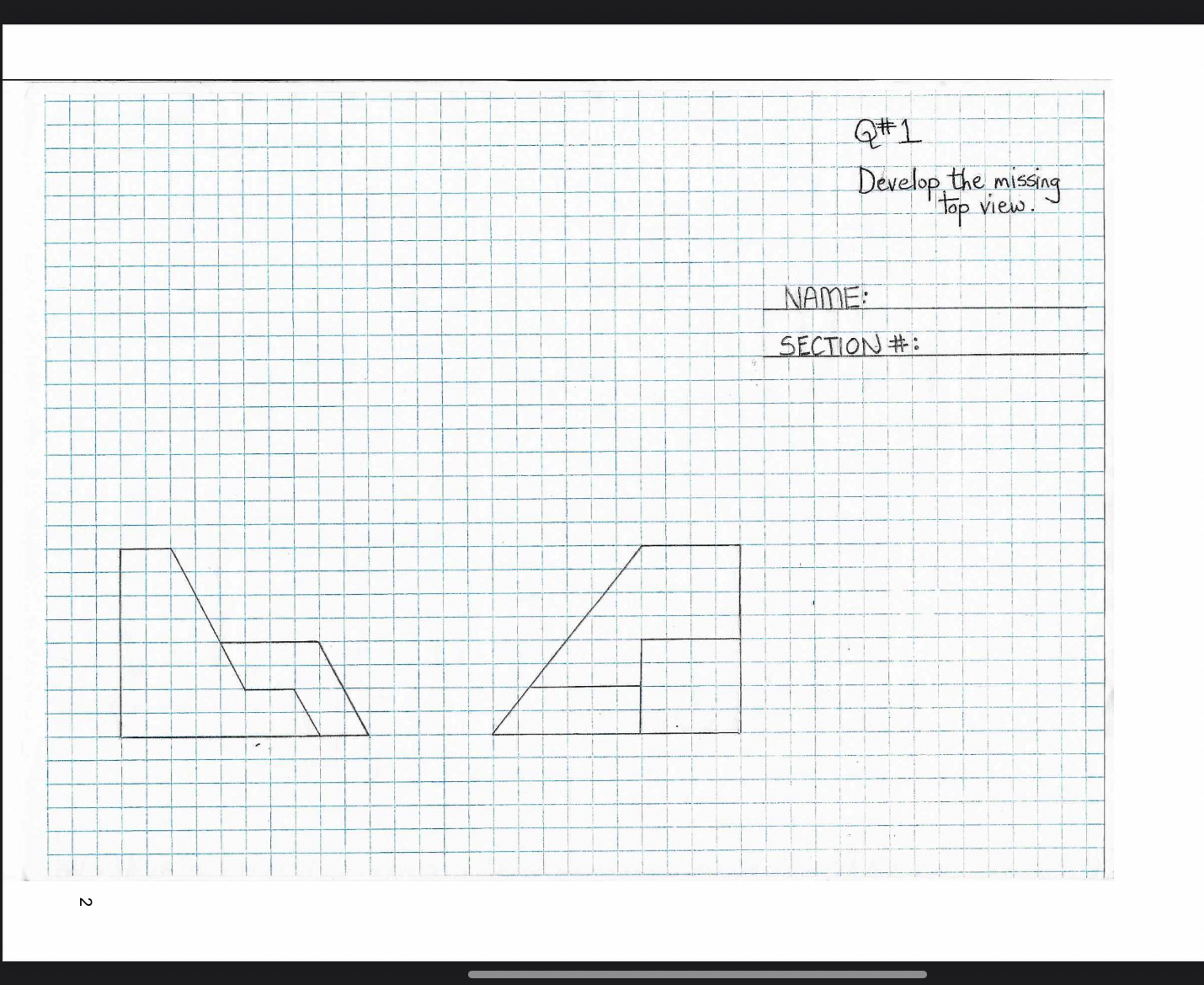 Solved Q#1Develop the missing top view. | Chegg.com