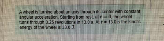 Solved A wheel is turning about an axis through its center | Chegg.com