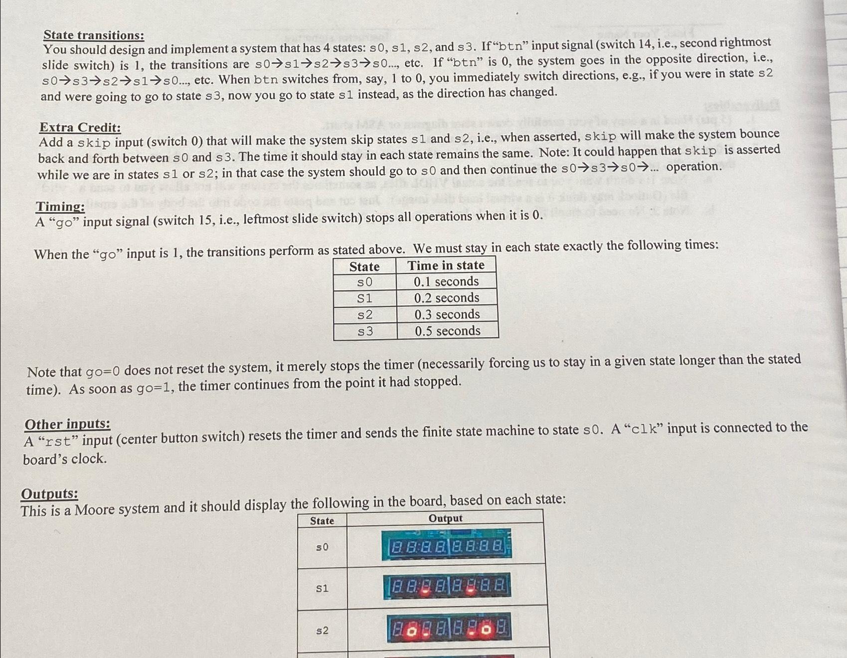 Solved State transitions:You should design and implement a | Chegg.com