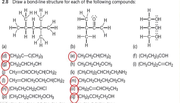 Solved 2.8 Draw a bond-line structure for each of the | Chegg.com