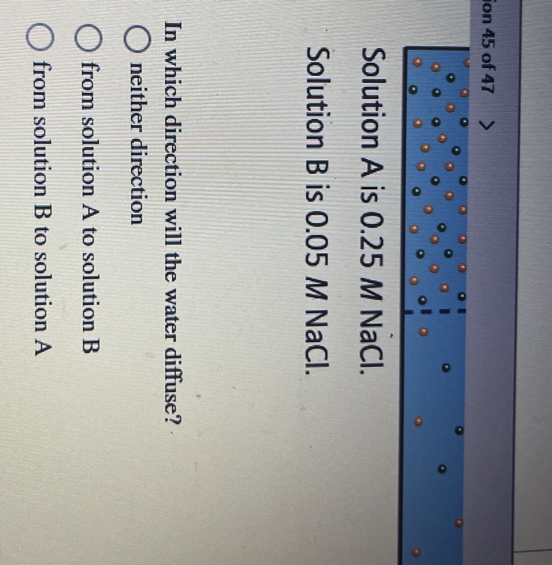 Solved Solution A is 0.25 ﻿M NaCl .Solution B is 0.05 ﻿M | Chegg.com