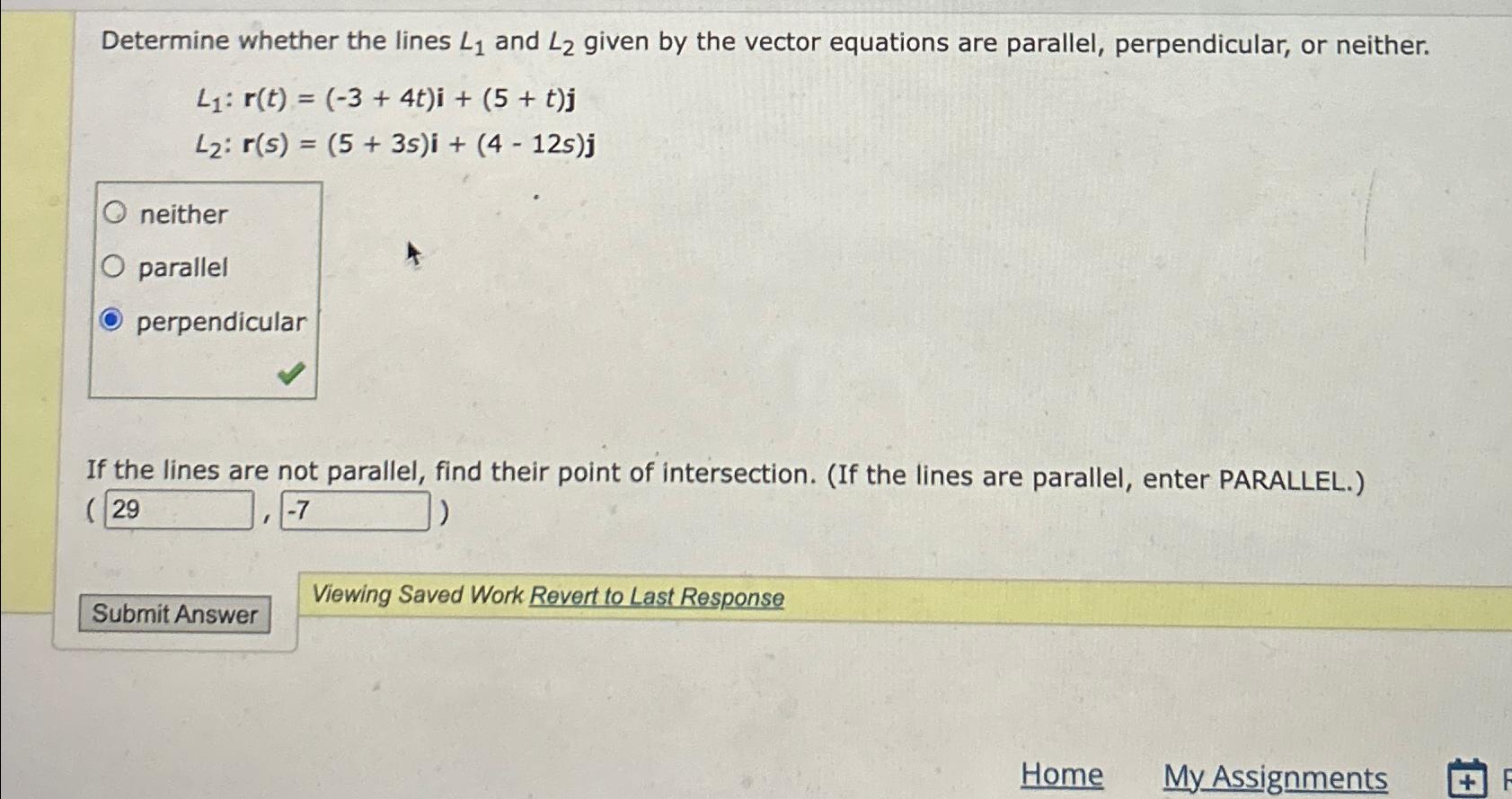 Solved Determine whether the lines L1 ﻿and L2 ﻿given by the | Chegg.com