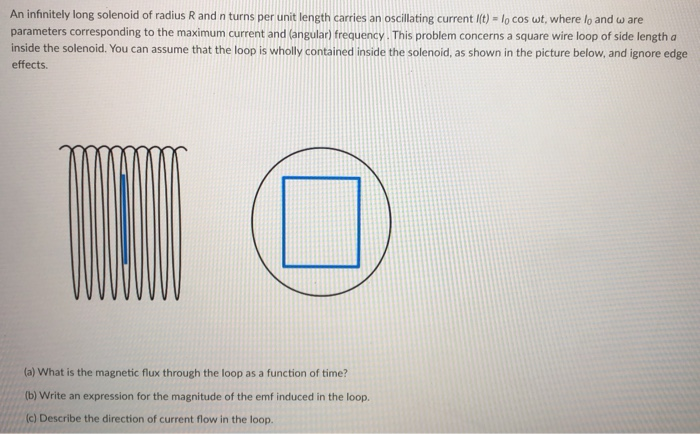 Solved An infinitely long solenoid of radius R and n turns | Chegg.com