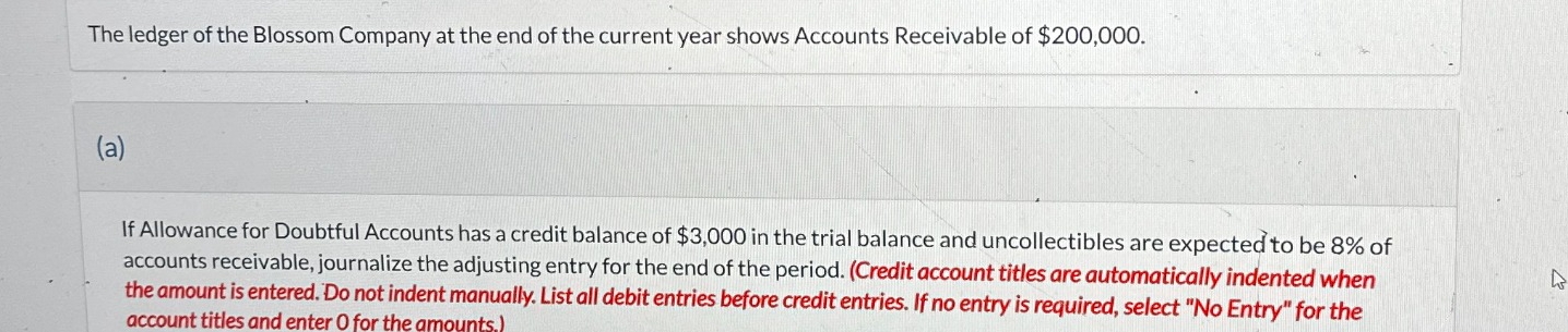 Solved The ledger of the Blossom Company at the end of the | Chegg.com