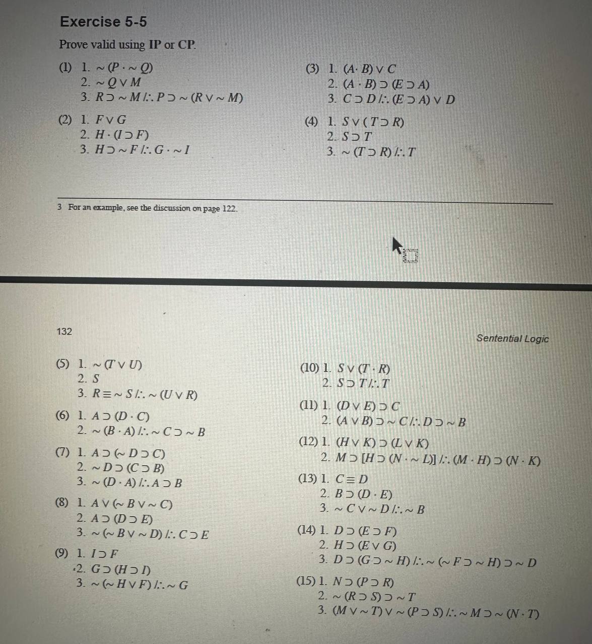 Solved Exercise 5-5Prove valid using IP or CP. | Chegg.com