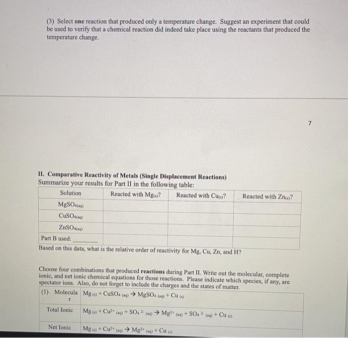 Solved I. Double Displacement Reactions Part A: For each of | Chegg.com