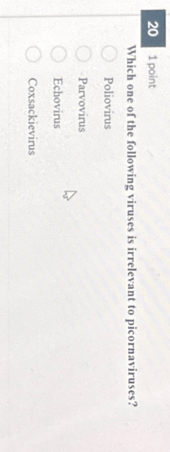 Solved 201 ﻿pointWhich one of the following viruses is | Chegg.com