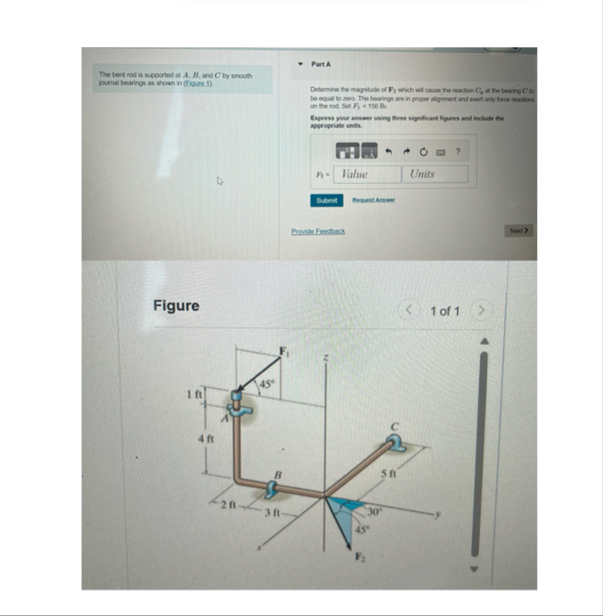 Solved The tent rod is supported at A,B, ﻿and C ﻿by smooh | Chegg.com