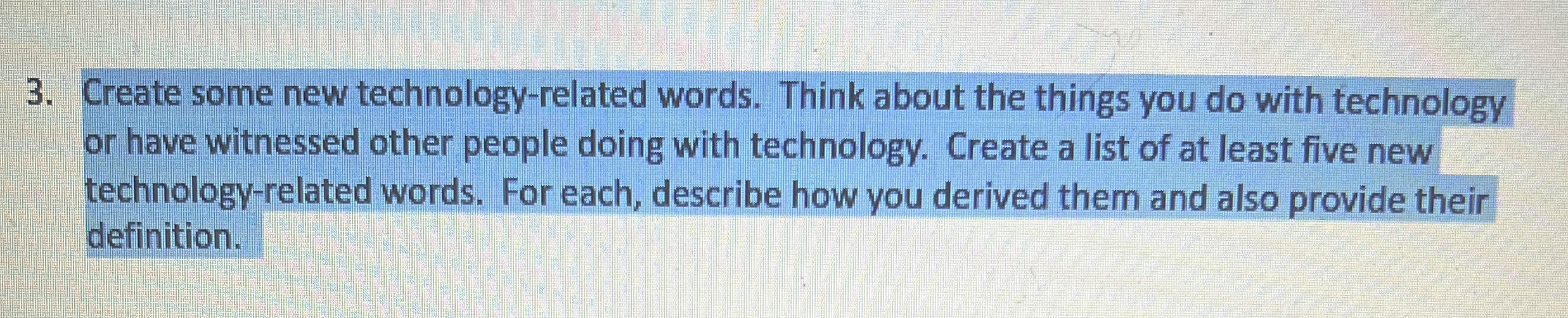 Solved Create some new technology-related words. Think about | Chegg.com